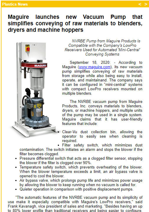 Maguire vacuum pump makes things simple